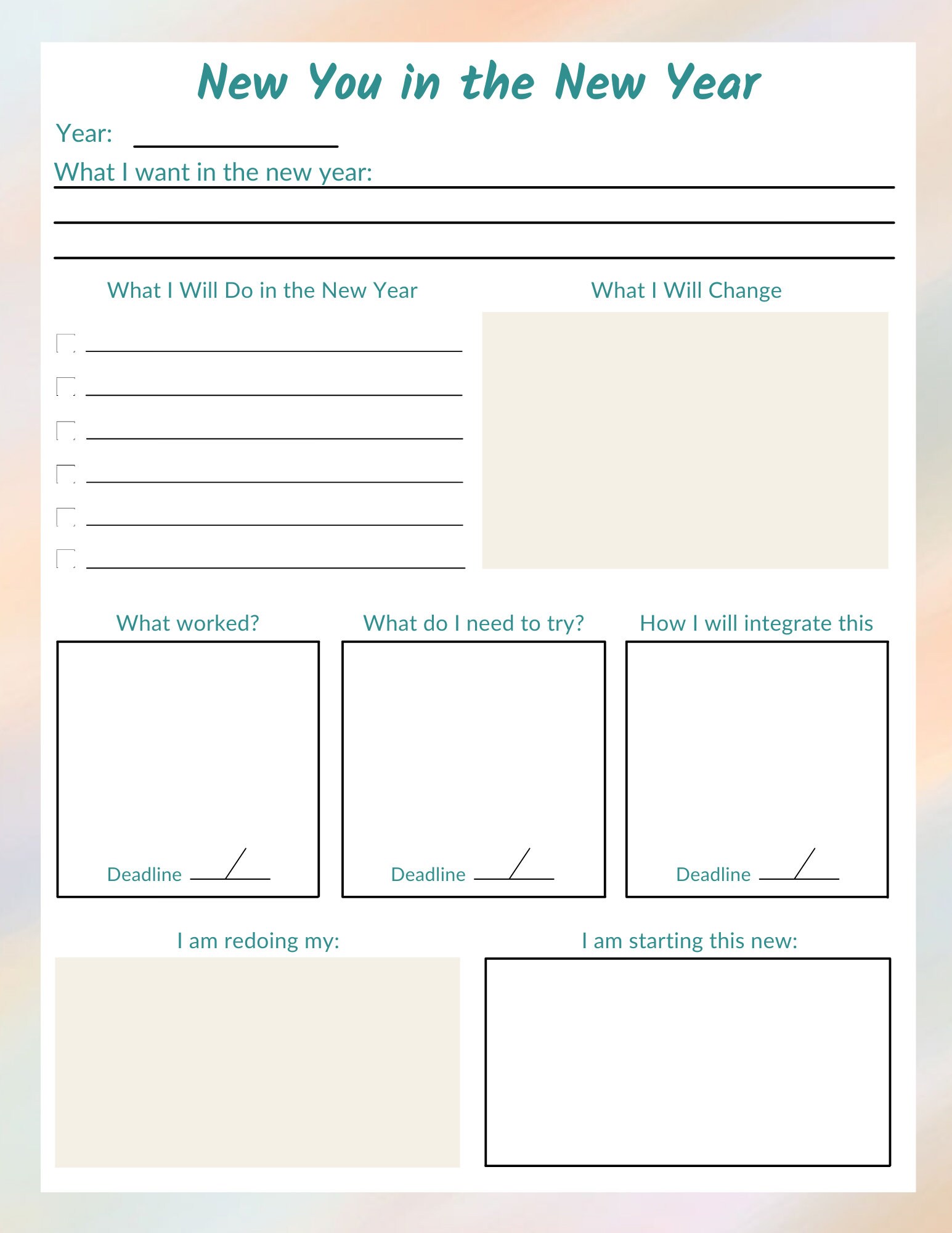New Year Planner Printable/printable New Year Planner/undated Printable ...
