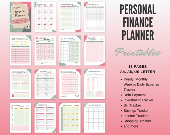 Printable Budget Planner| Savings Tracker | Expense Tracker ...