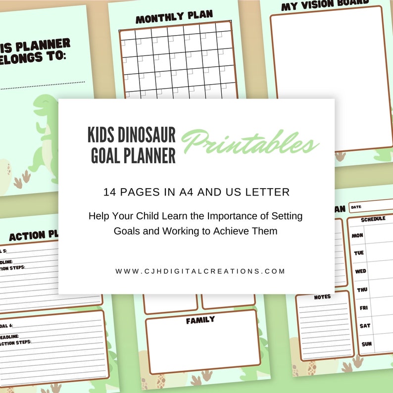 Kids Dinosaur Digital Goal Planner - Etsy