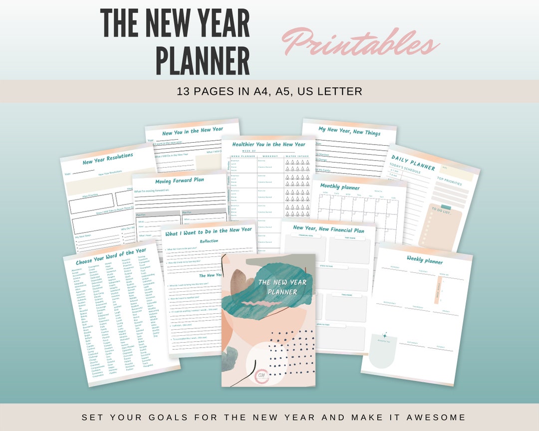 New Year Planner Printable/printable New Year Planner/undated Printable ...