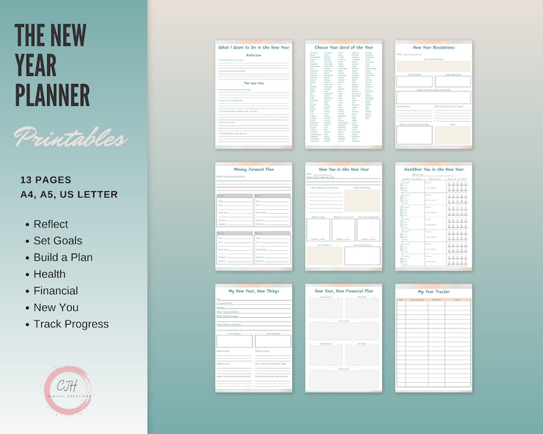New Year Planner Printable/printable New Year Planner/undated Printable ...