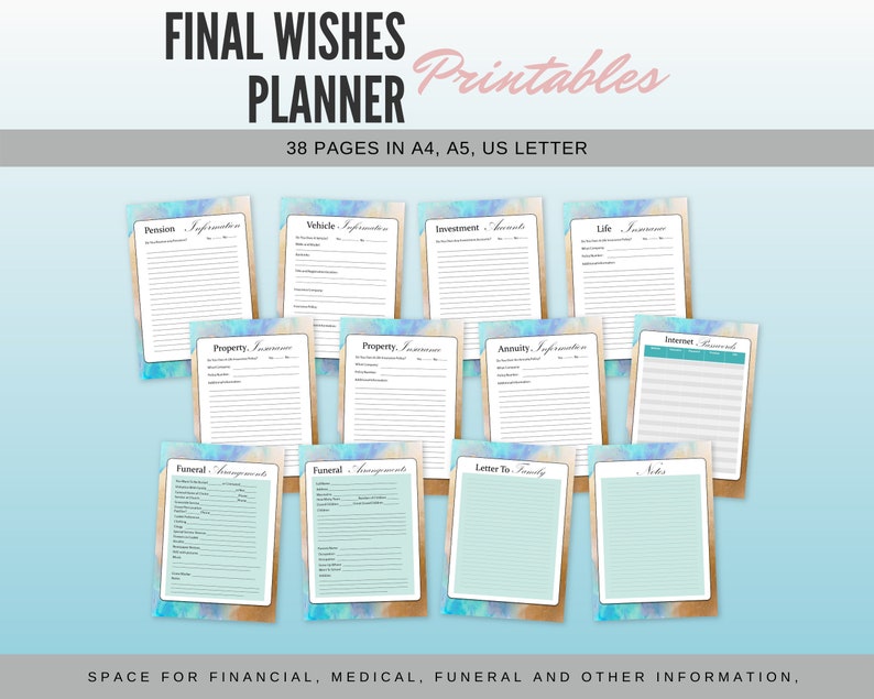 Final Wishes Printable Estate Planner - Etsy