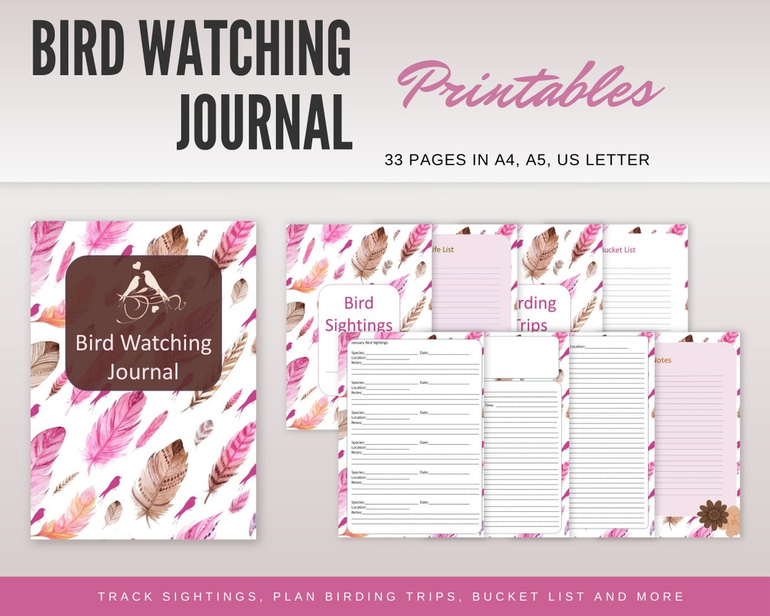 Birdwatching Journal/birding List/bird Tracker/bird Life List Printable ...