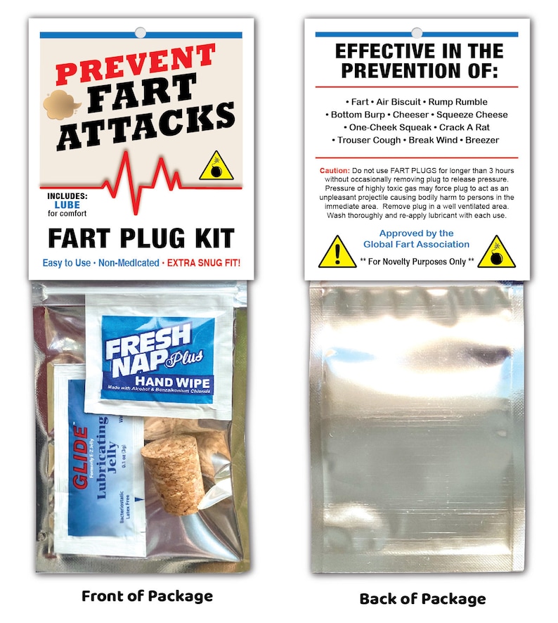 3 Pack FART Plug Kit - Funny GAG Gift Party Favor Prank - Cork Stopper ...