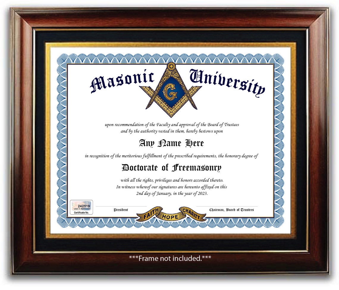 PERSONALIZED Masonic Freemasonry University Diploma DIGITAL - Etsy
