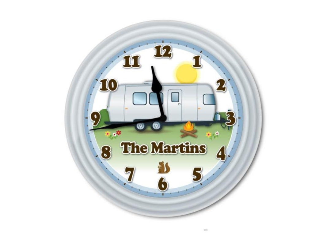 Camper PERSONALIZED Wall Clock - Airstream Trailer RV Camping ...
