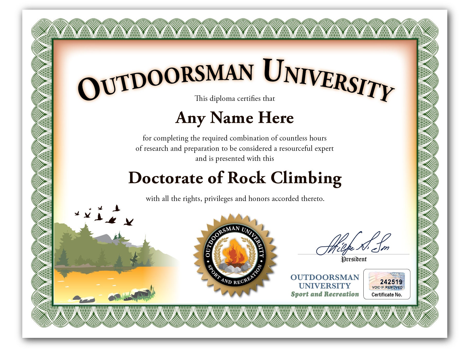 PERSONALIZED Rock Climbing Certificate- DIGITAL or PRINTED- Outdoorsman ...