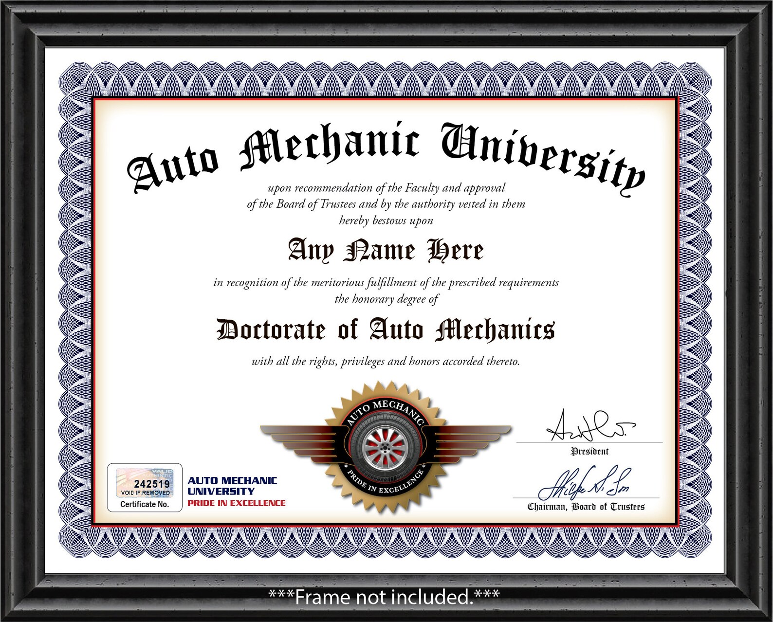 Personalized Auto Mechanic University Certificate Digital or | Etsy