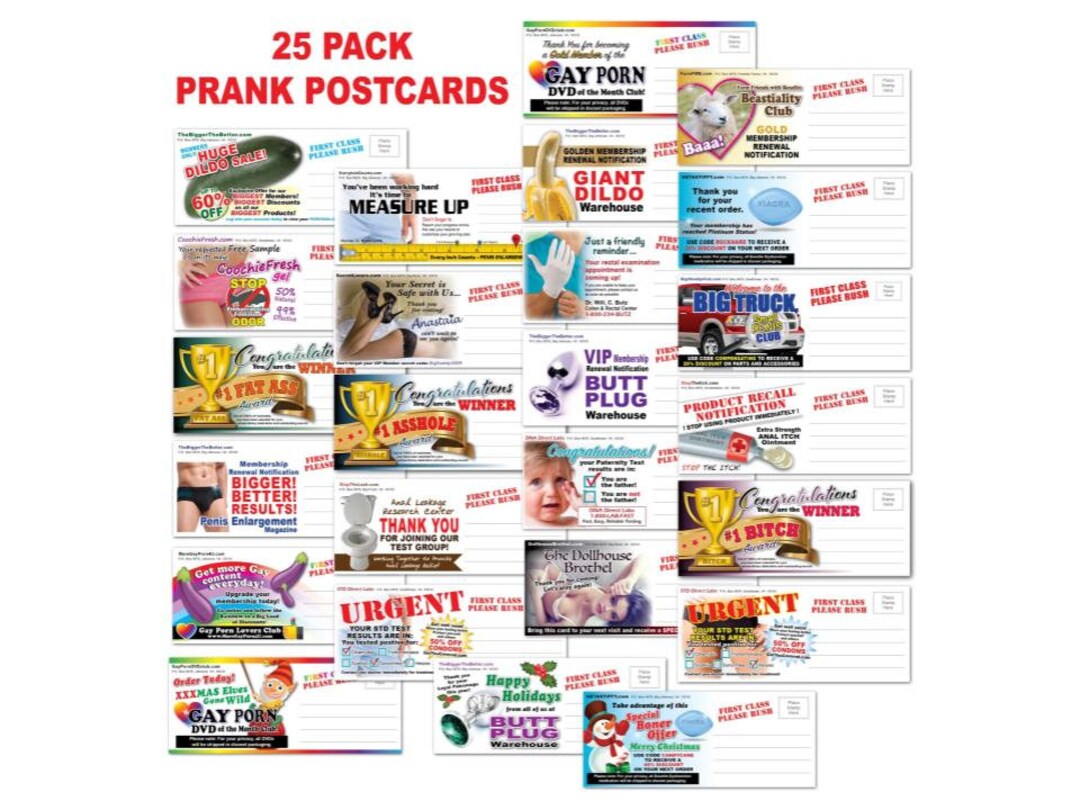 25 PACK - Adult PRANK Mail Postcards - Revenge Novelty Gag Funny Joke ...