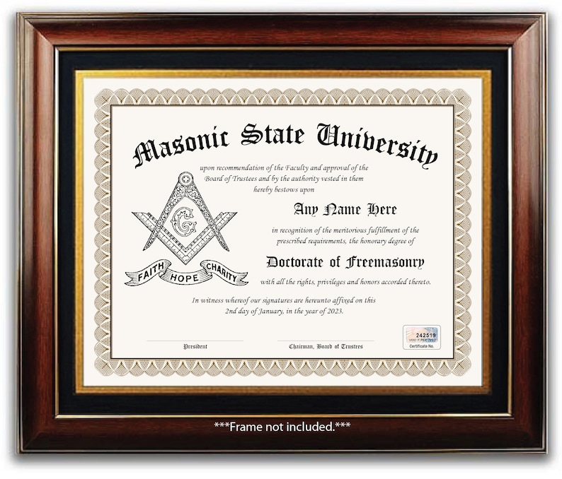 PERSONALIZED Masonic University Diploma Freemasonry - DIGITAL or ...
