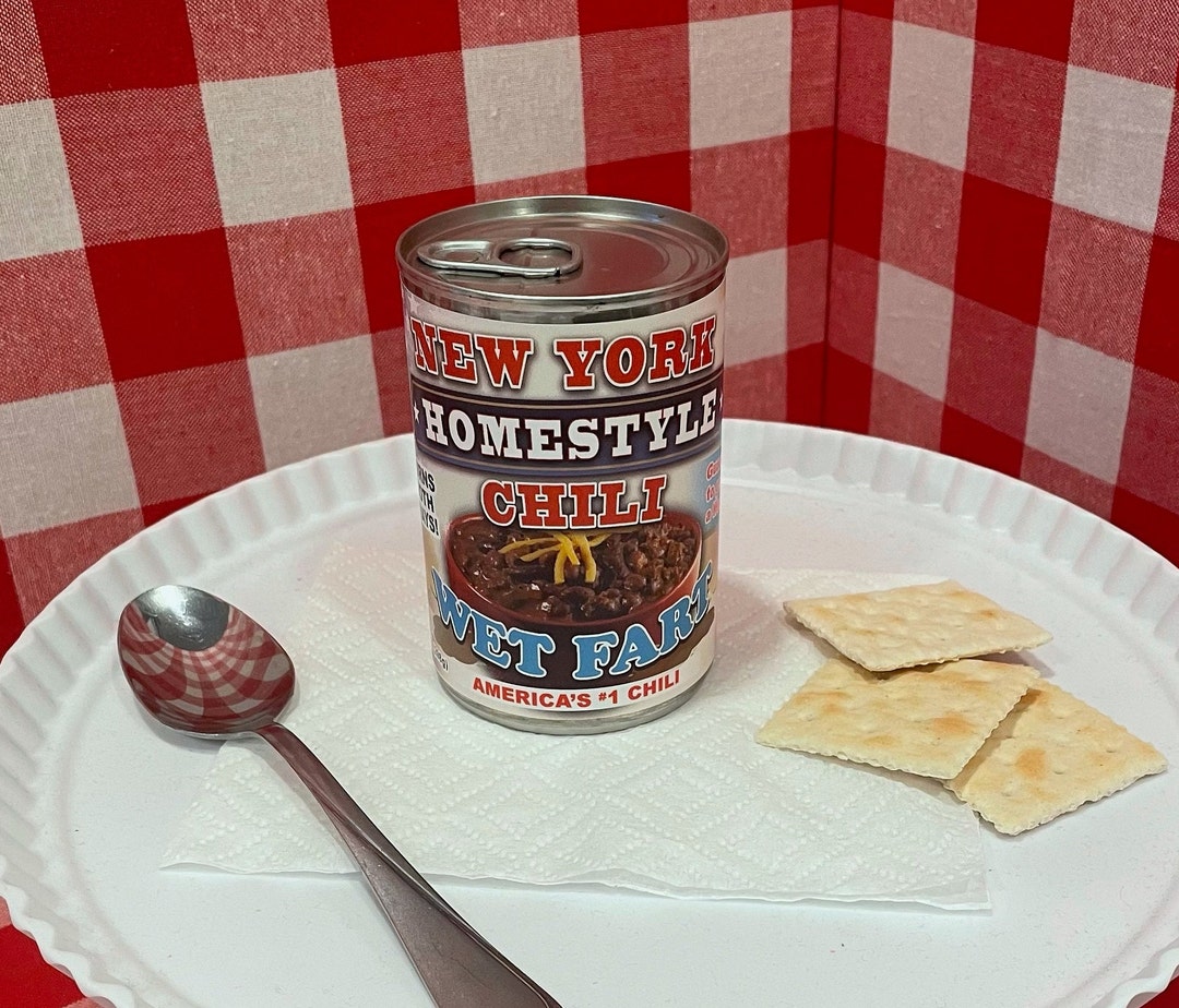2 Funny Wet Fart New York Chili Soup Can Labels GAG GIFT Great Birthday ...