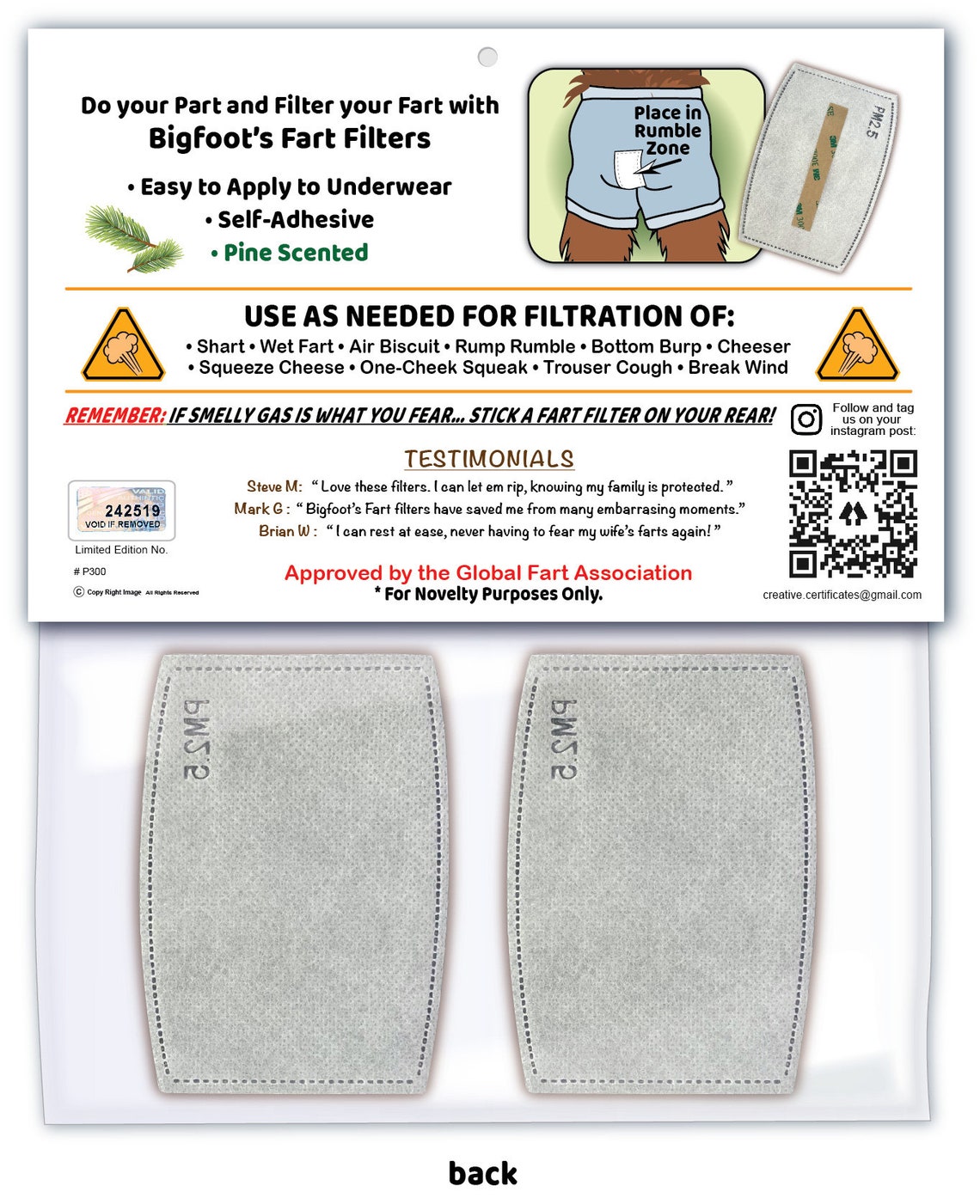 Funny Bigfoot Fart Filter Gag Gift GREAT Stocking Stuffer - Etsy