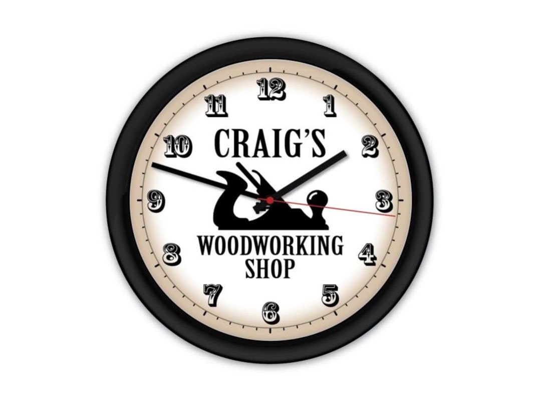 PERSONALIZED Woodworking Shop Wall Clock - Woodworker Decor Man Cave ...