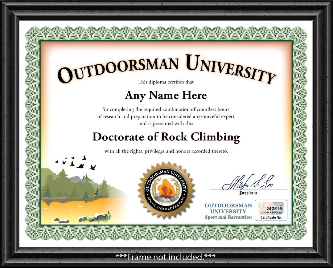 PERSONALIZED Rock Climbing Certificate- DIGITAL or PRINTED- Outdoorsman ...