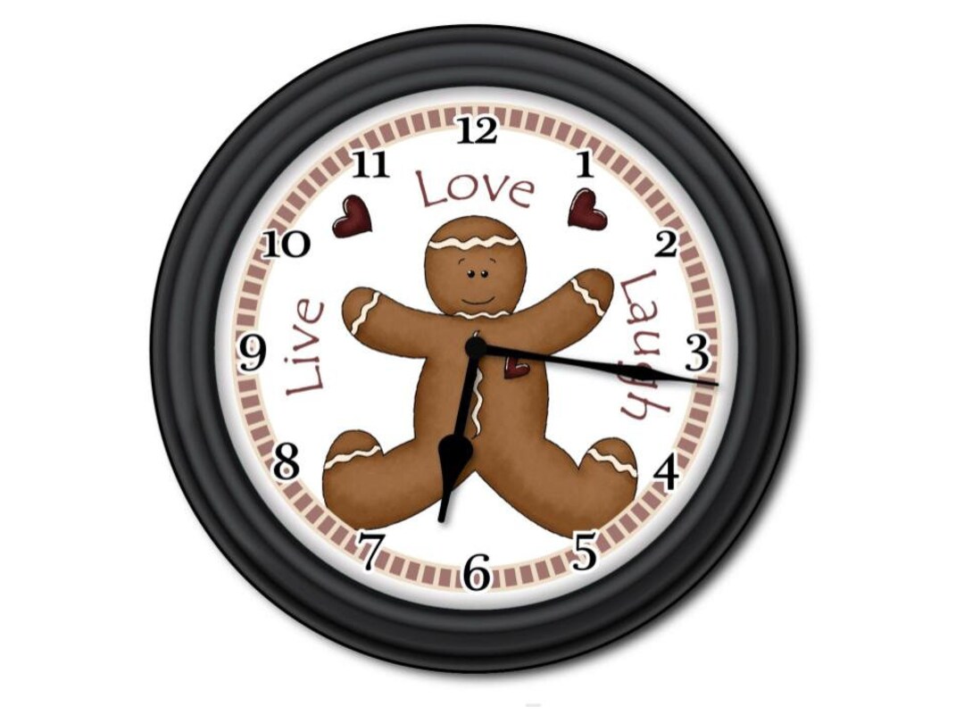 Gingerbread Wall Clock - Live Laugh Love Kitchen Living Room Decor ...