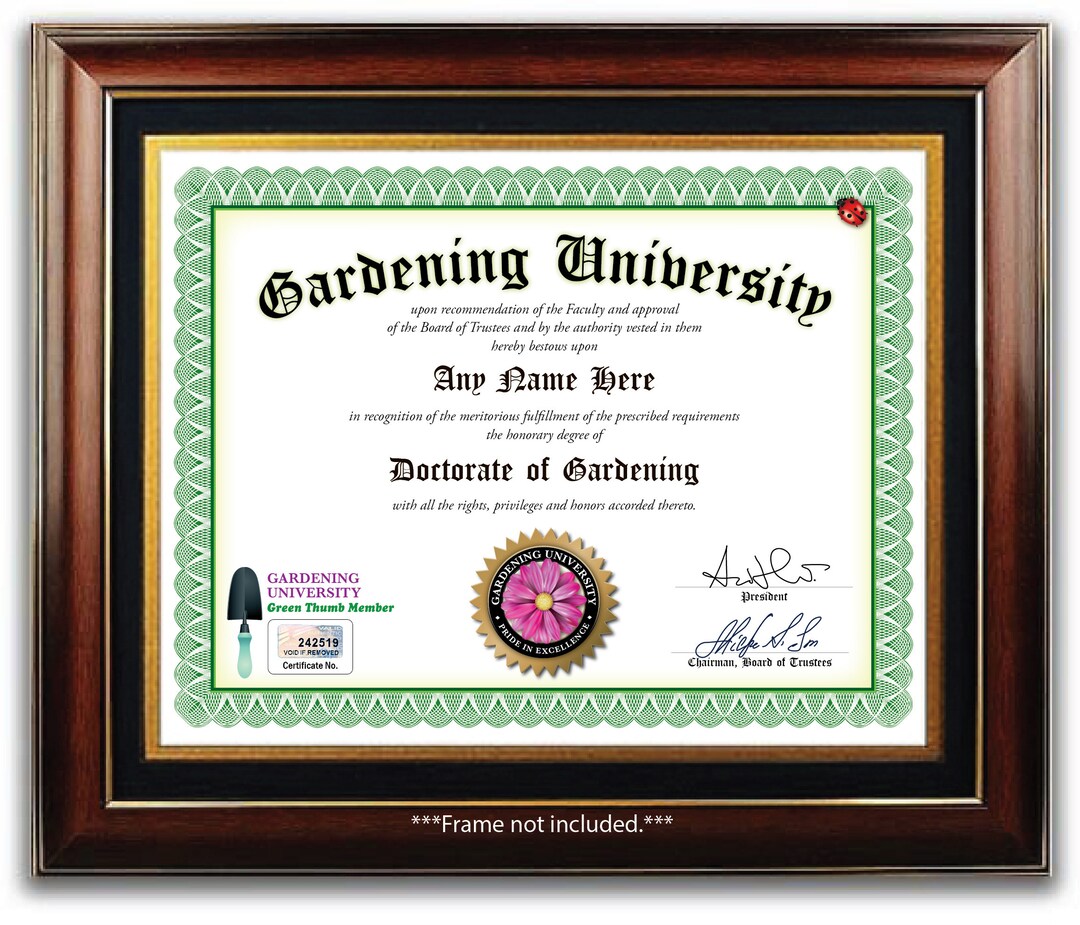 PERSONALIZED Gardening Certificate - DIGITAL or PRINTED - Gardener Seed ...