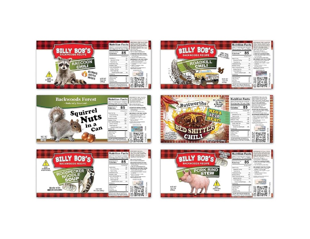 6 Pack Funny REDNECK Soup Can LABELS - GREAT Gag Gift or Stocking ...