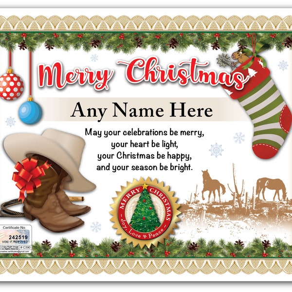 Cowboy Certificate - Etsy