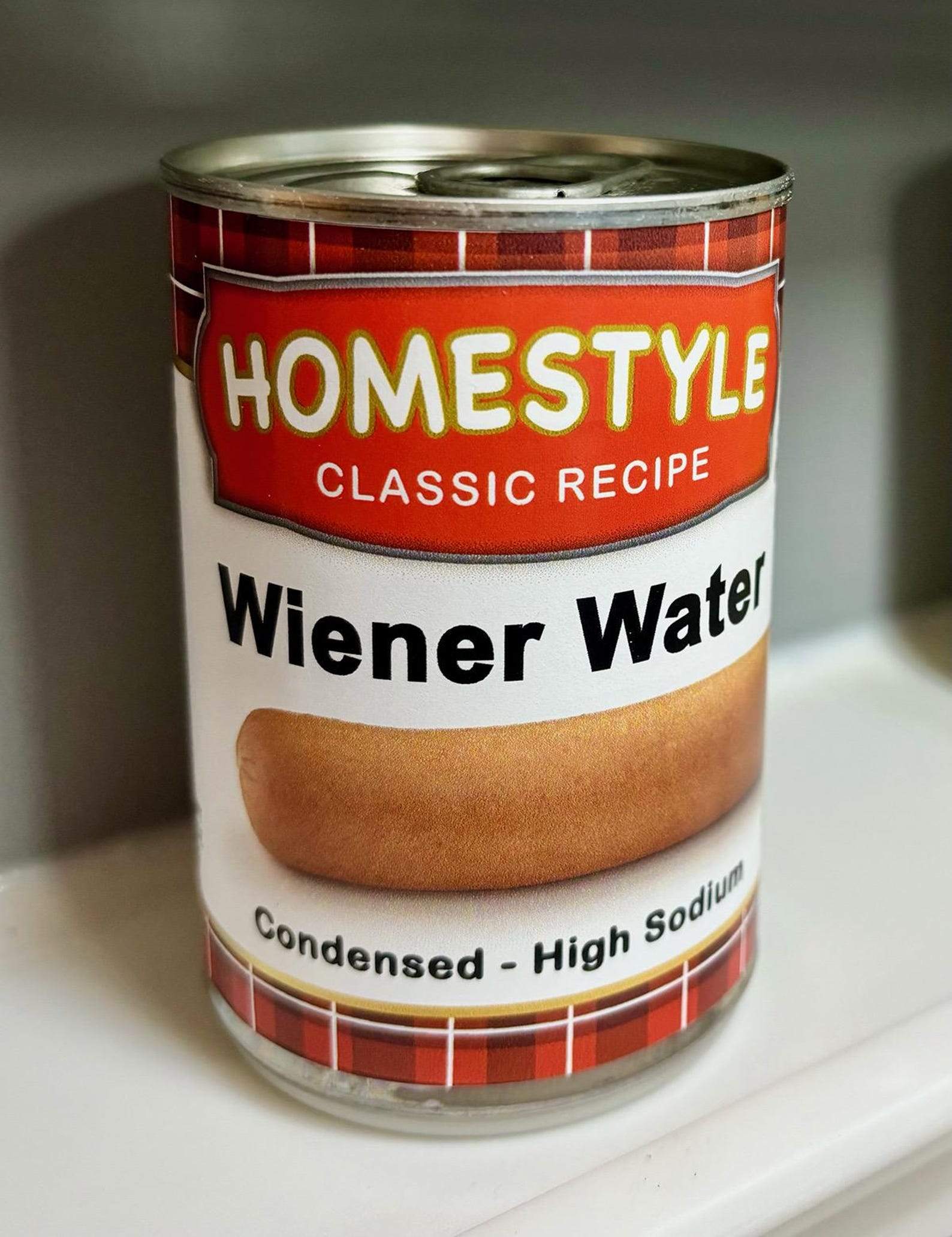 2 Funny Wiener Water Soup Can Labels - GREAT Gag Gift or Present ...
