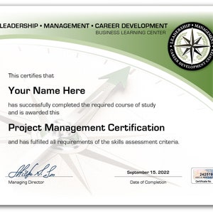 PERSONALIZED Project Management Diploma - Certificate Training Course ...