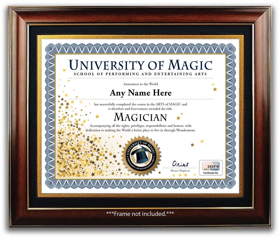 Personalized University of Magic Certificate - Digital or Printed ...