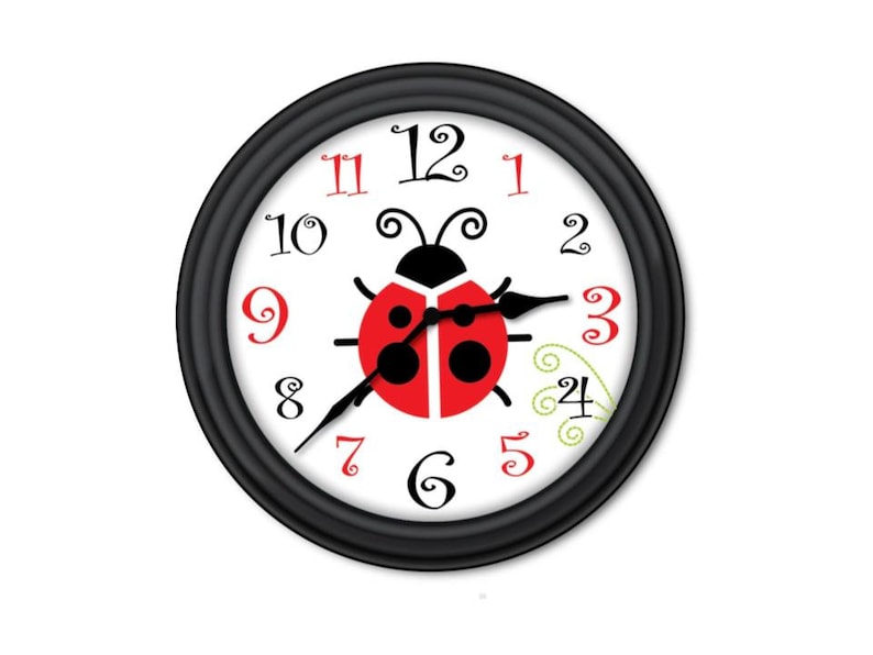 Ladybug Wall Clock Girls Kids Theme Room Bedroom Decor | Etsy