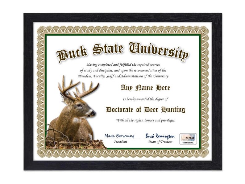 Personalized DEER HUNTING Certificate: Digital Download - Custom Hunter ...