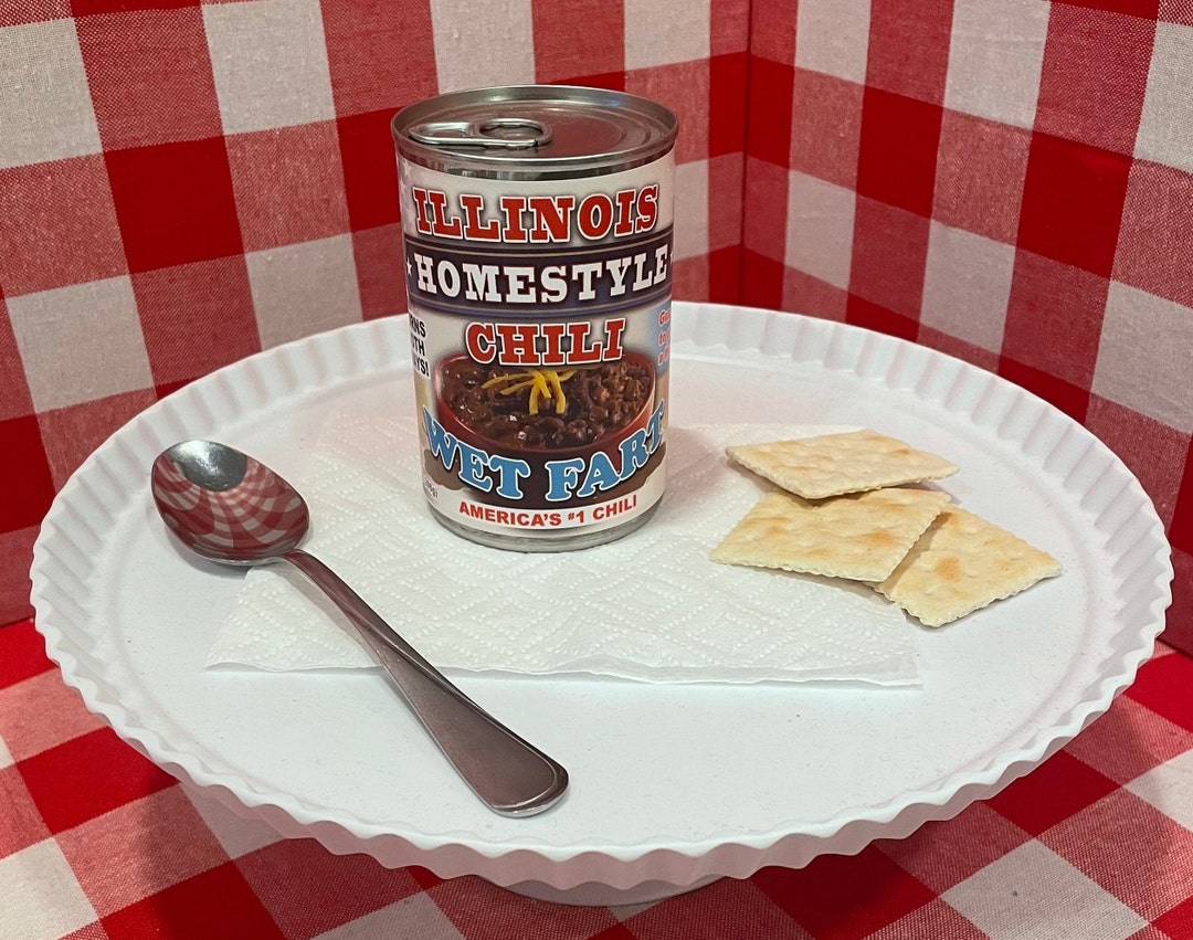 2 Funny Wet Fart Illinois Chili Soup Can Labels GAG GIFT Great Birthday ...