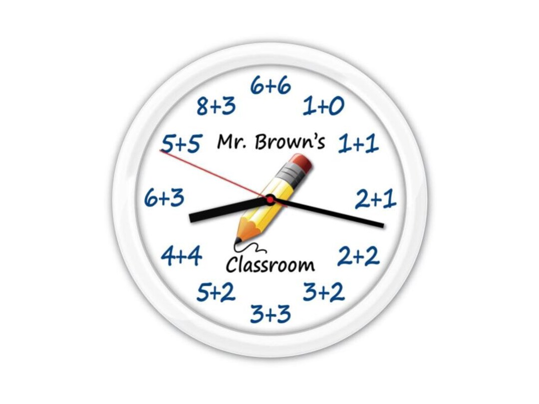 Pencil Teacher PERSONALIZED Wall Clock - Math Classroom - GREAT ...