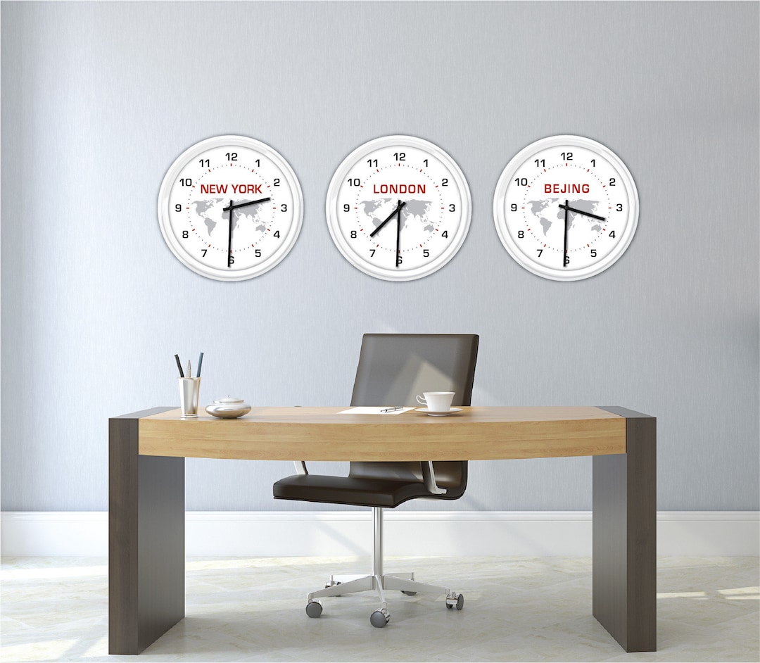 WORLD Wall Clock - White Frame - ANY Place - City State Globe GREAT ...