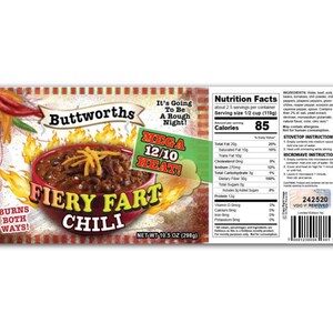 2 Funny Fiery Fart Chili Soup Can Labels- Gag Gift GREAT Stocking ...