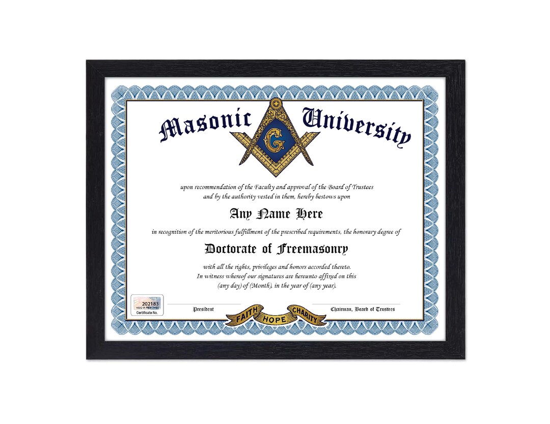 PERSONALIZED Masonic Freemasonry University Diploma: Digital Download ...