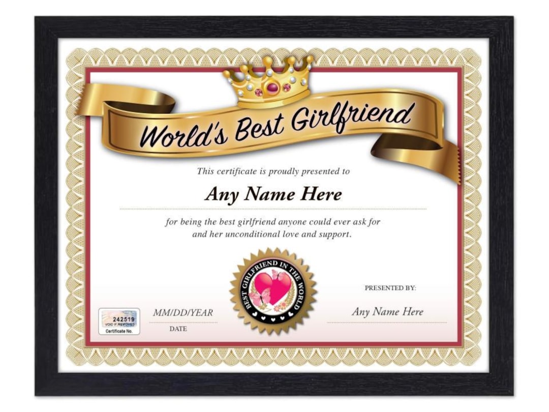 Buy Personalized World's Best GIRLFRIEND Award Certificate - Digital ...