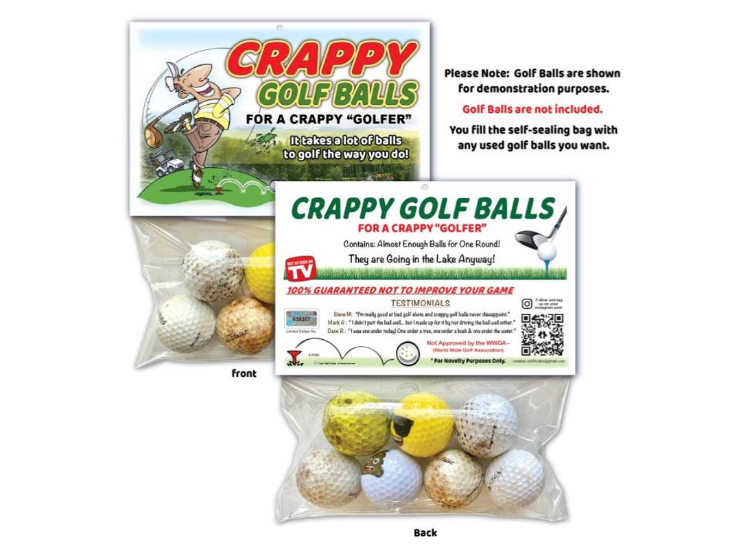 Crappy GOLF BALLS Bag - Golfer Funny Birthday Anniversary Men Women ...