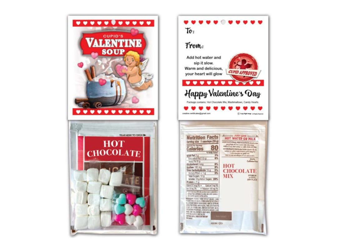 CUPID'S Happy VALENTINE'S Day Soup Hot Chocolate Party Favor Class ...