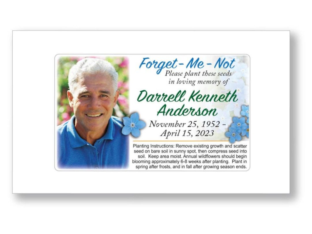 50 PERSONALIZED Forget Me Not MEMORIAL Seed Packets - Funeral Favors ...