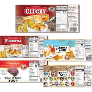 5 Pack Funny Soup Can LABELS - Gag Gift GREAT Stocking Stuffer ...