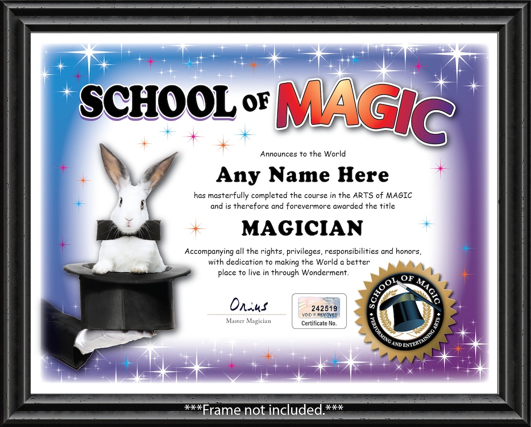 Personalized School of Magic Certificate - Digital or Printed ...