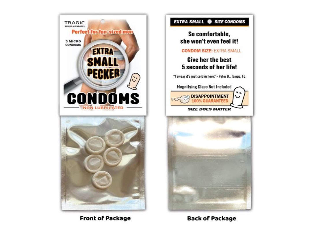 Gag Small Mini Condoms Micro Tiny Pecker Willy Gag Joke Christmas Stocking Stuffer White