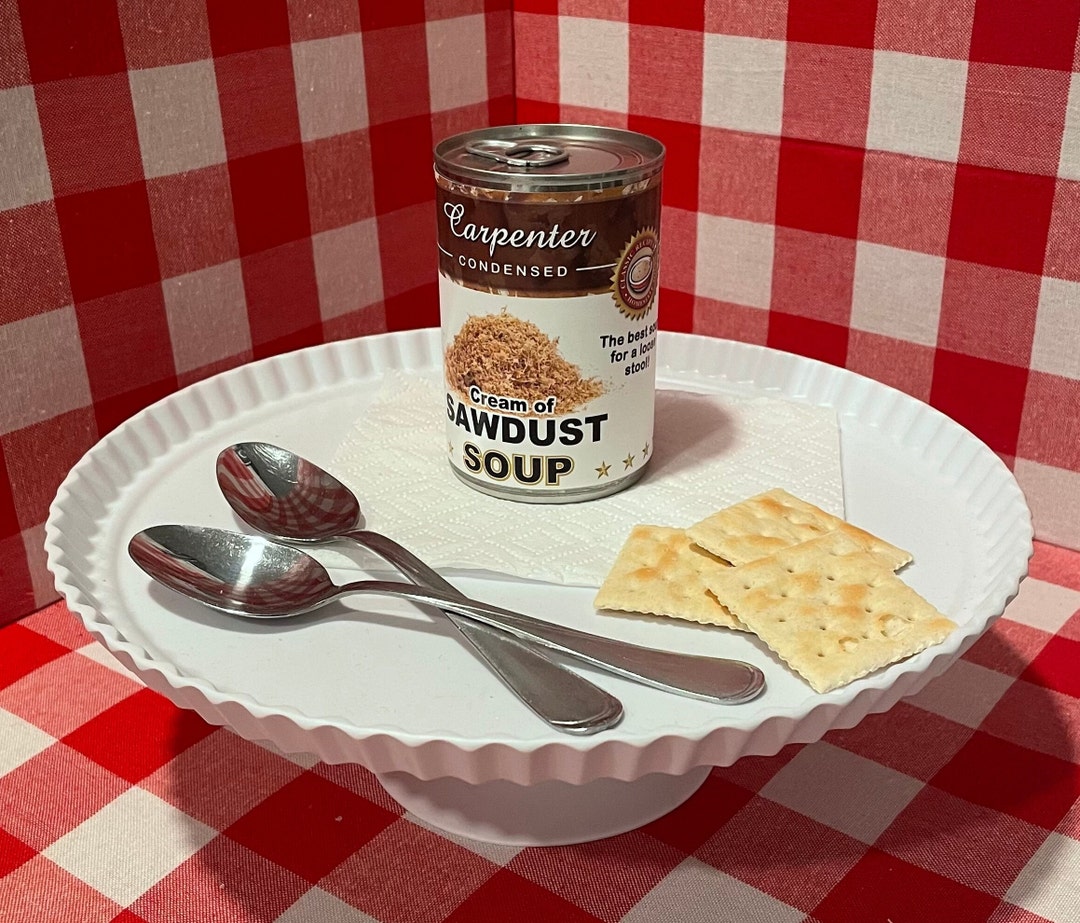 2 Sawdust Carpenter Soup Can Labels - Gag Gift Stocking Stuffer ...