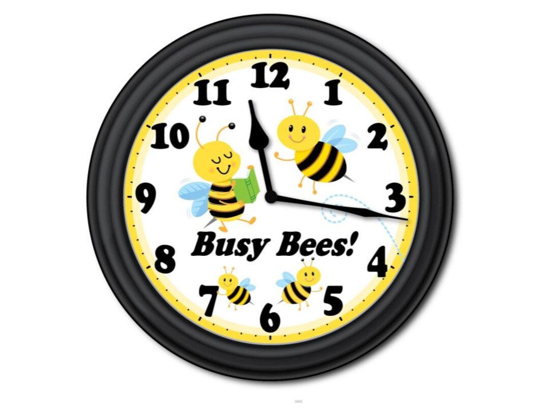 Busy Bee Wall Clock - Decor Kids Nursery Toddler Craft Room Office ...
