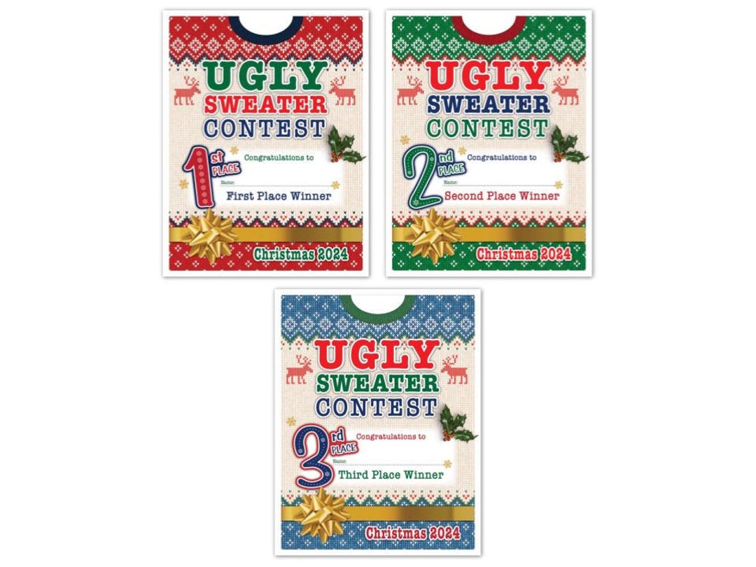 Christmas UGLY SWEATER Contest Certificate - 1st, 2nd, 3rd Place ...
