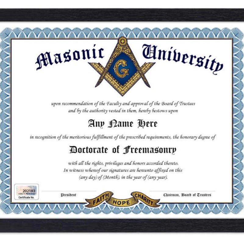 Masonic Certificate - Etsy