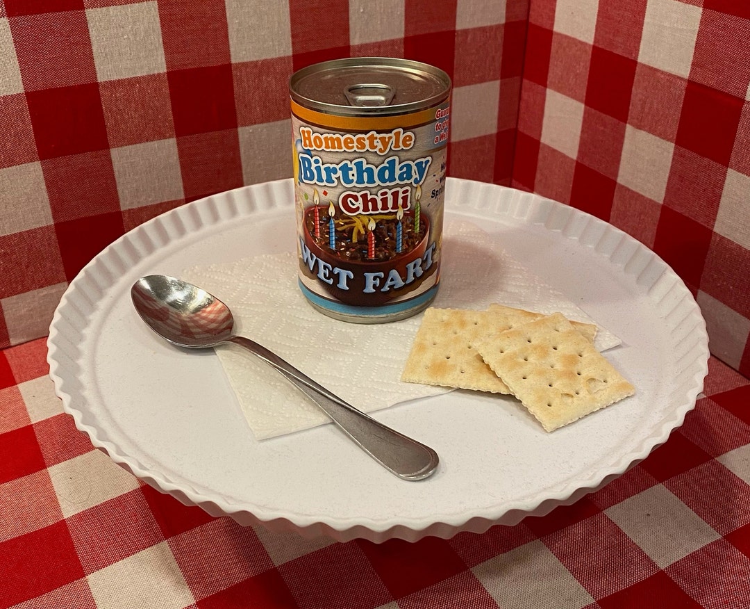 2 Funny Wet Fart Birthday Chili Soup Can Labels GAG GIFT Great Party ...