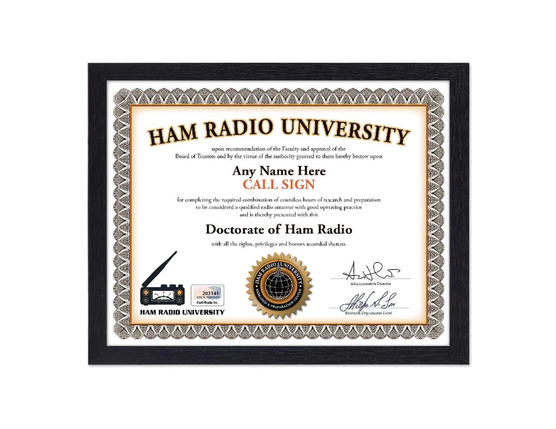 PERSONALIZED Ham Radio Certificate: Digital Download - 24 Hour ...