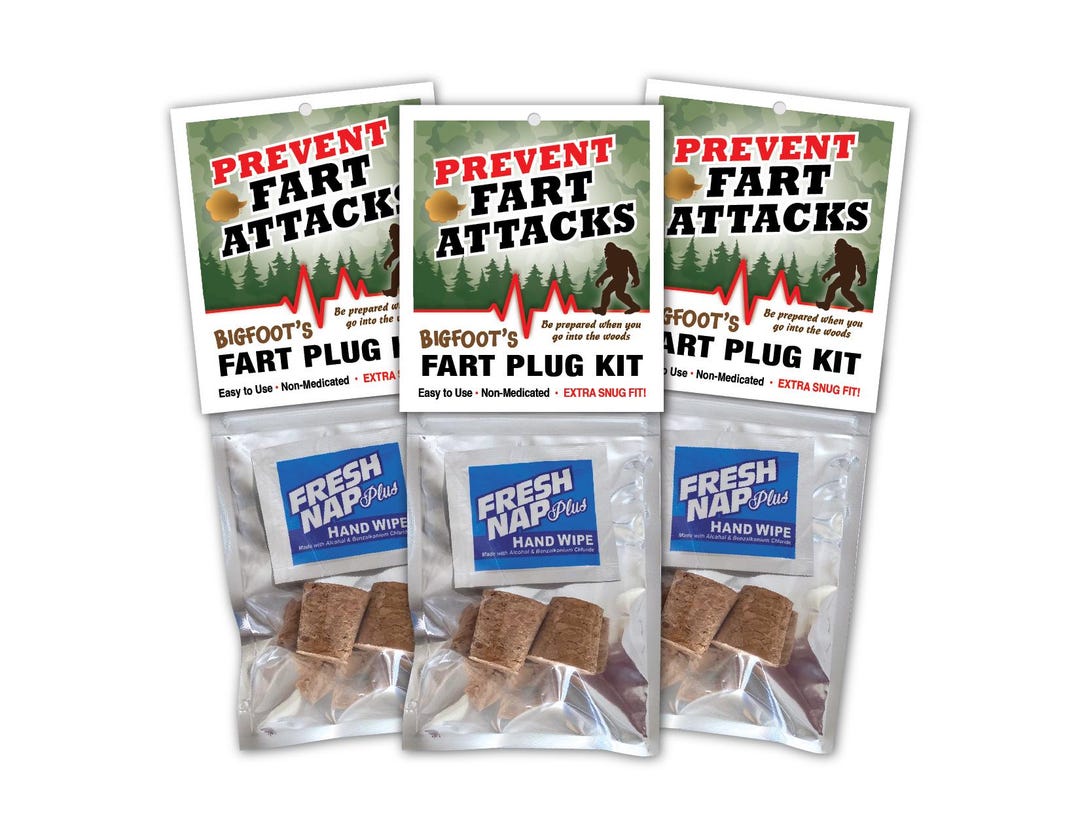 3 Pack BIGFOOT FART Plug Kit - Sasquatch Cork Stopper Toot - Funny Gag ...