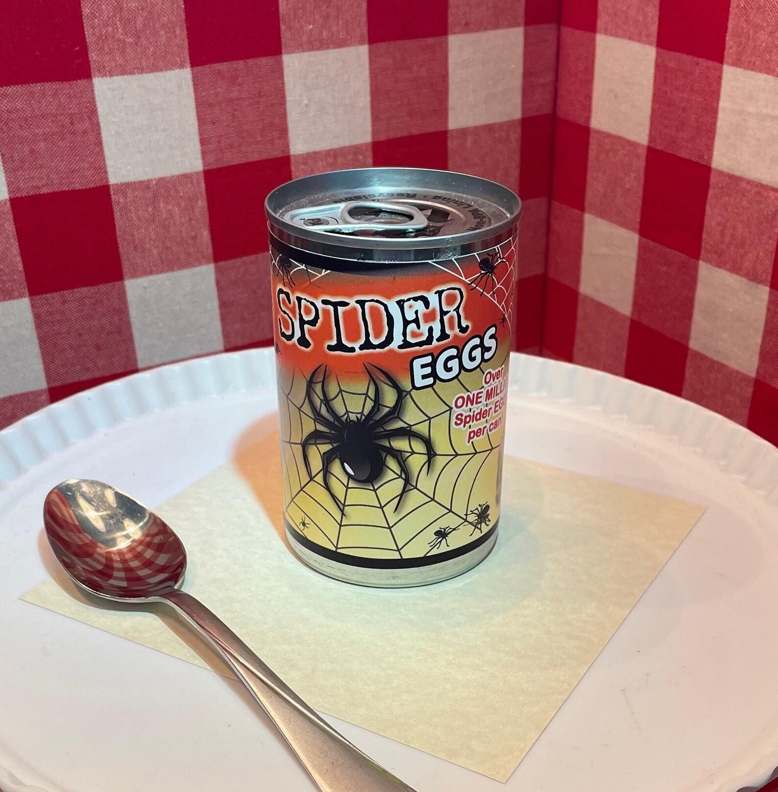 2 HALLOWEEN Spider Eggs Soup Can Labels - Funny Gag Gift or Party Favor ...