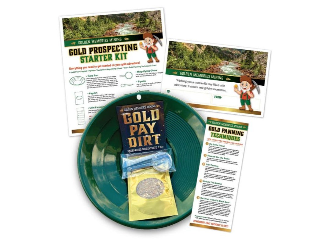 GOLD Panning Prospector Starter Kit - 10" Gold Pan, Paydirt ...