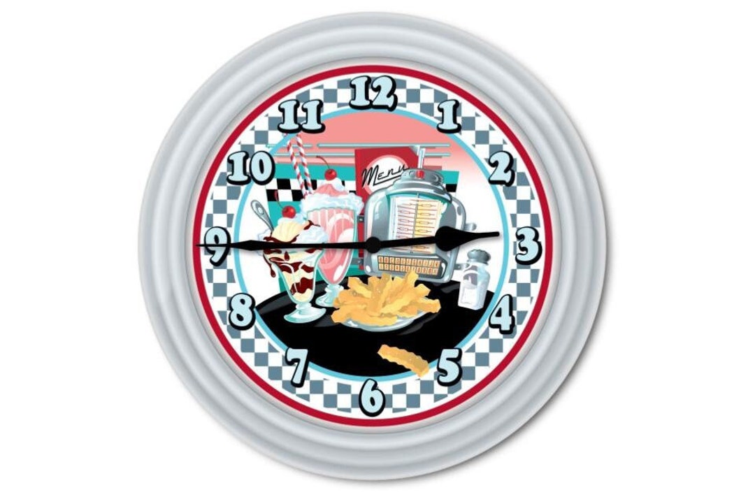 Diner Wall Clock - Kitchen Retro Decor - GREAT Birthday Christmas ...