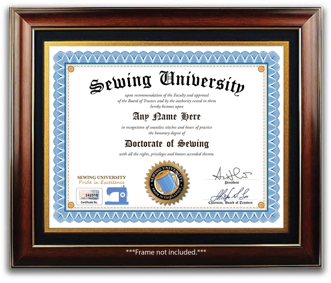 PERSONALIZED Sewing University Certificate Award Seamstress Machine ...
